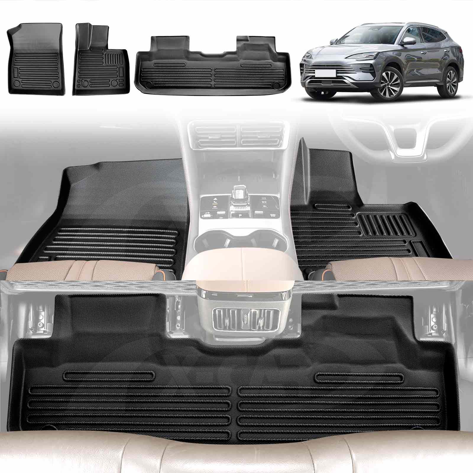 3D Floor Mats for BYD SEALION 6 2024-2025 All-Weather Car Liners | X-CAR