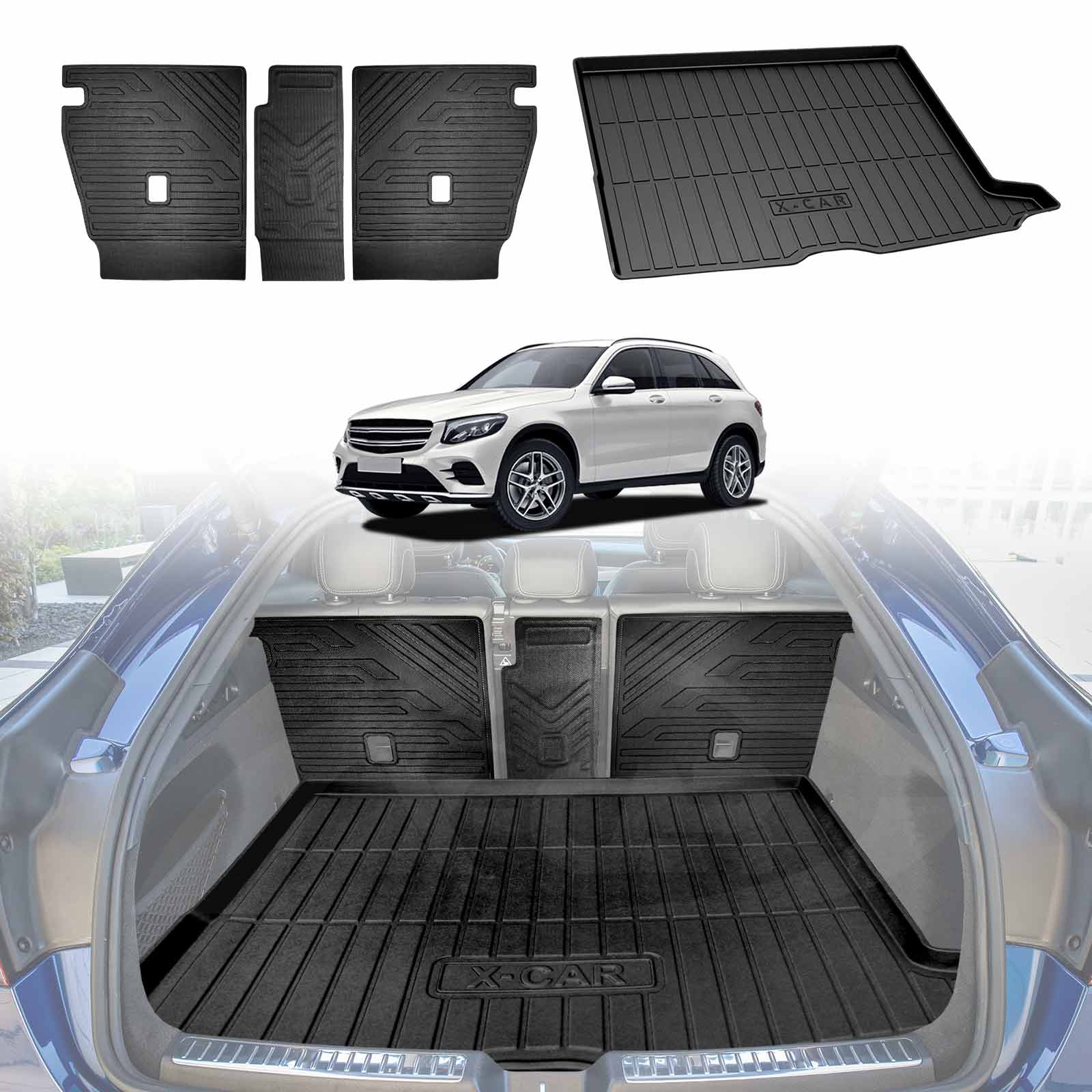 Boot Liner Back Seat Protector Combo for Mercedes-Benz GLC Class 2015 ...