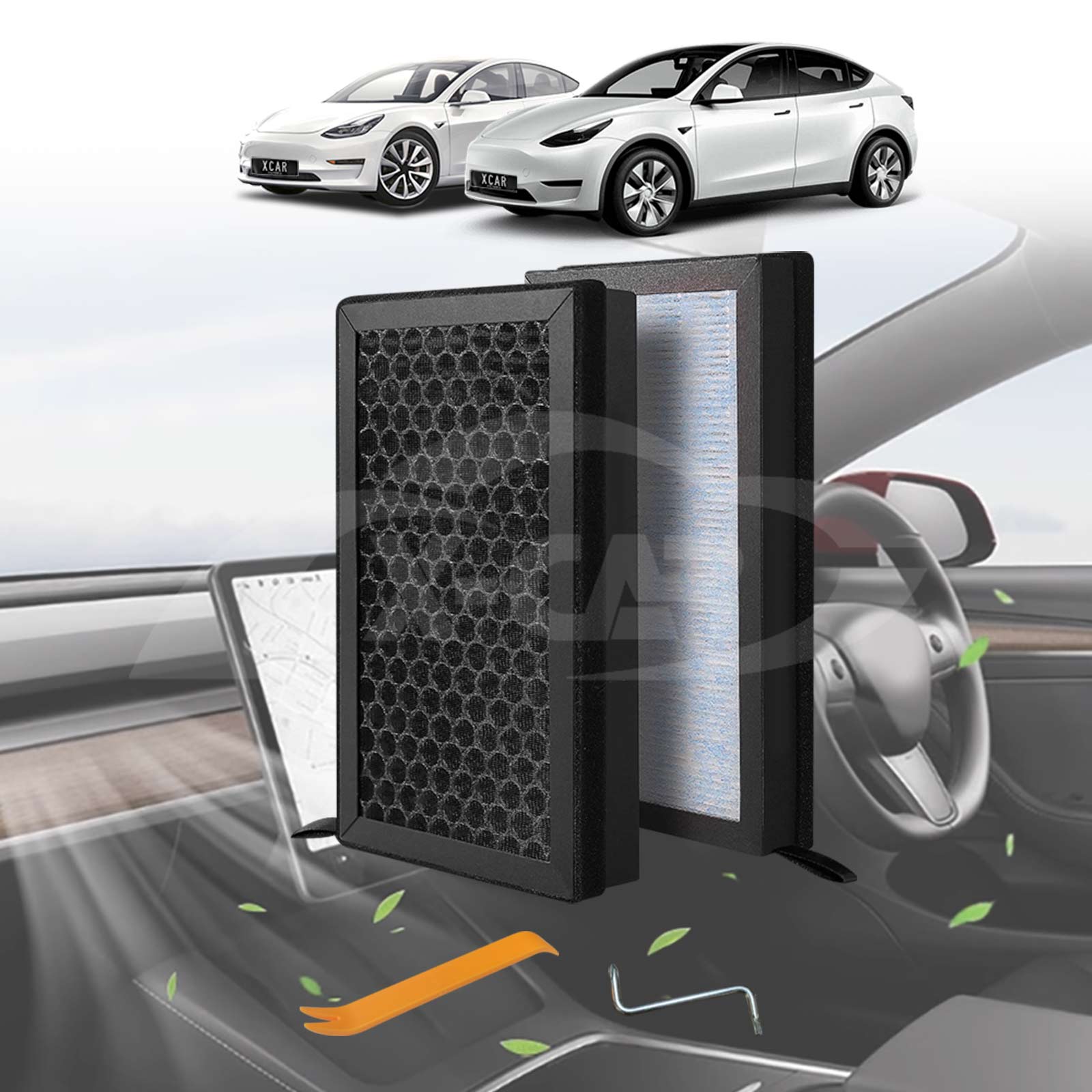 Tesla Model 3 Model Y Air Filter HEPA with Activated Carbon Charcoal ...