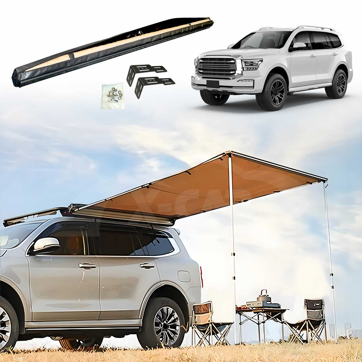 Car Side Awning UV Waterproof Camping Shade for GWM Tank 500 2024-2025 ...