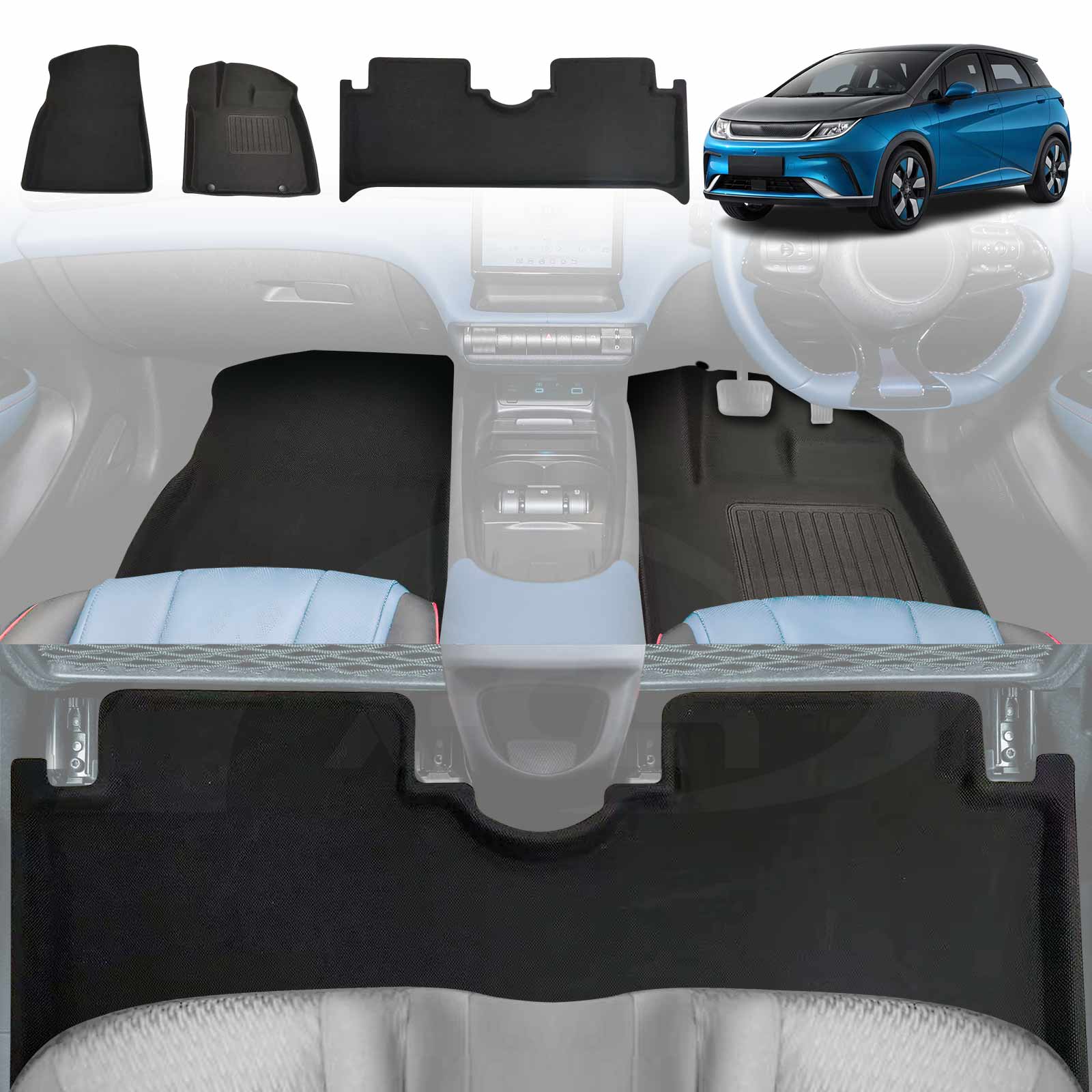 3D All-Weather Floor Mats for BYD Dolphin 2023-2025 EV Accessories | X-CAR