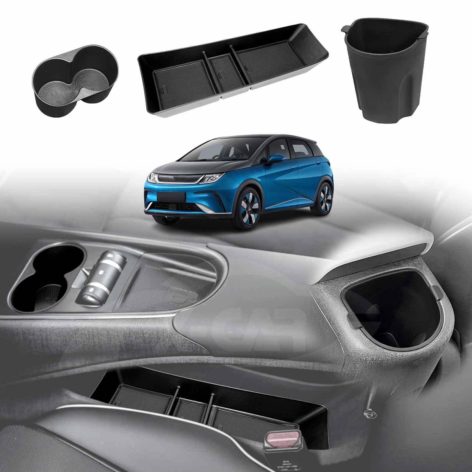 Console Organizer Tray Rubber Cup Holder Insert for BYD Dolphin 2023-2 ...