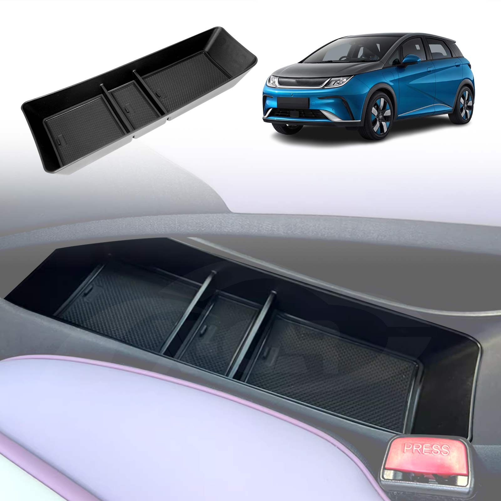 Console Organizer Tray Rubber Cup Holder Insert for BYD Dolphin 2023-2 ...