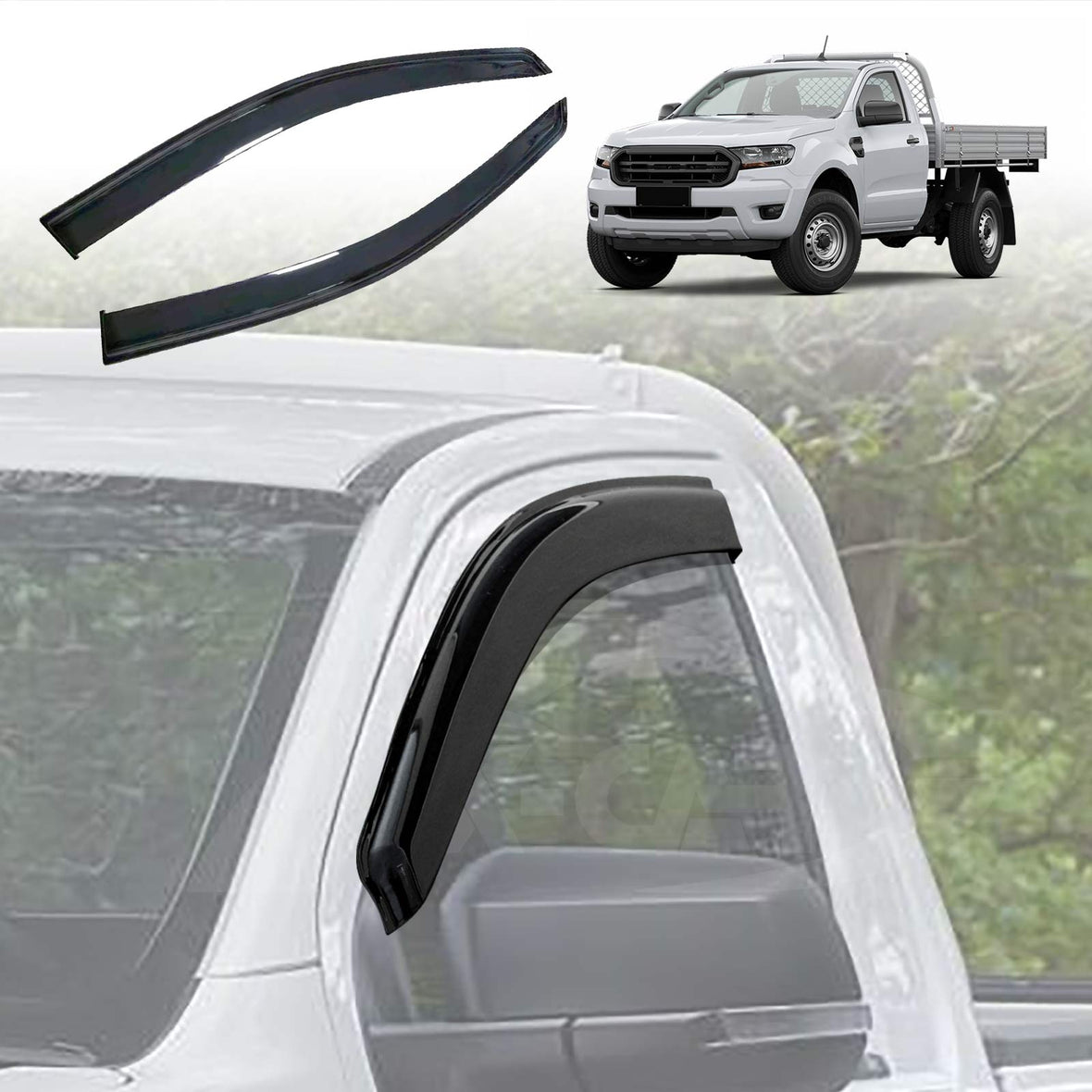 Weathershields for Ford Ranger Single Cab 2011-2024 Wind Deflectors ...