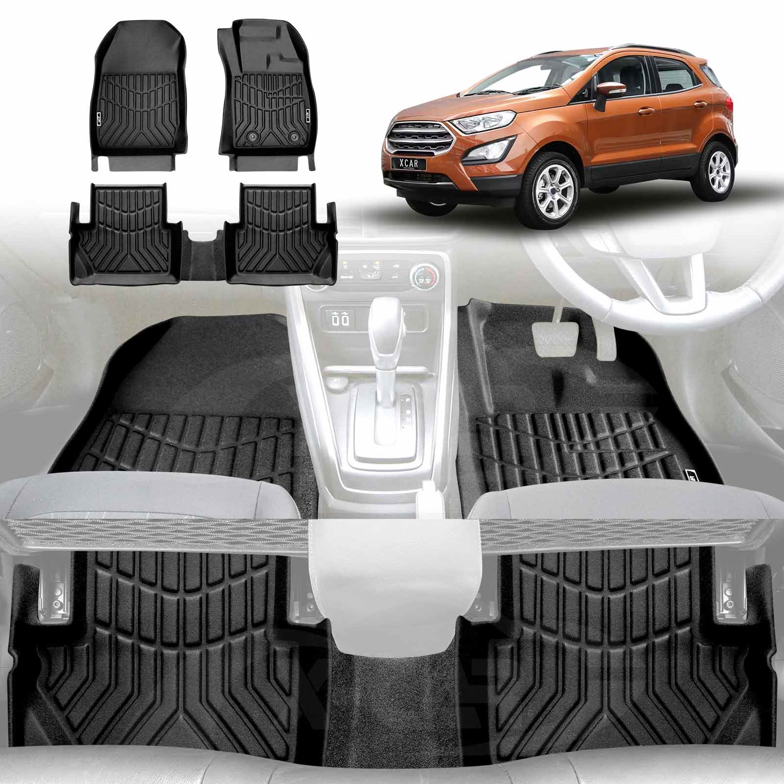 3D Floor Mats for Ford EcoSport 2013+ | All-Weather Car Liners Auto | X-CAR
