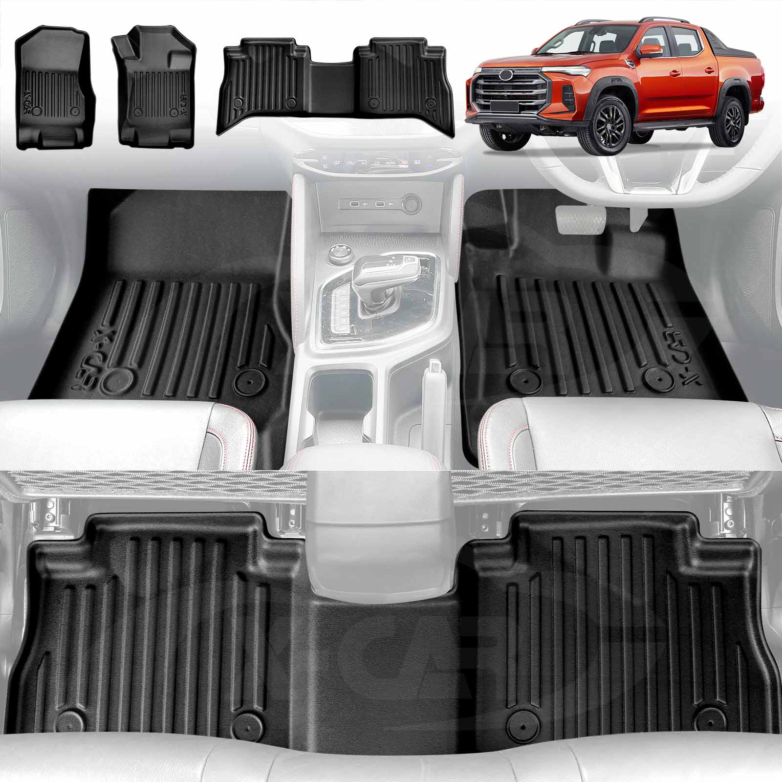 3D Floor Mats for LDV T60 AUTO 2017-2025 All-Weather Car Liners | X-CAR