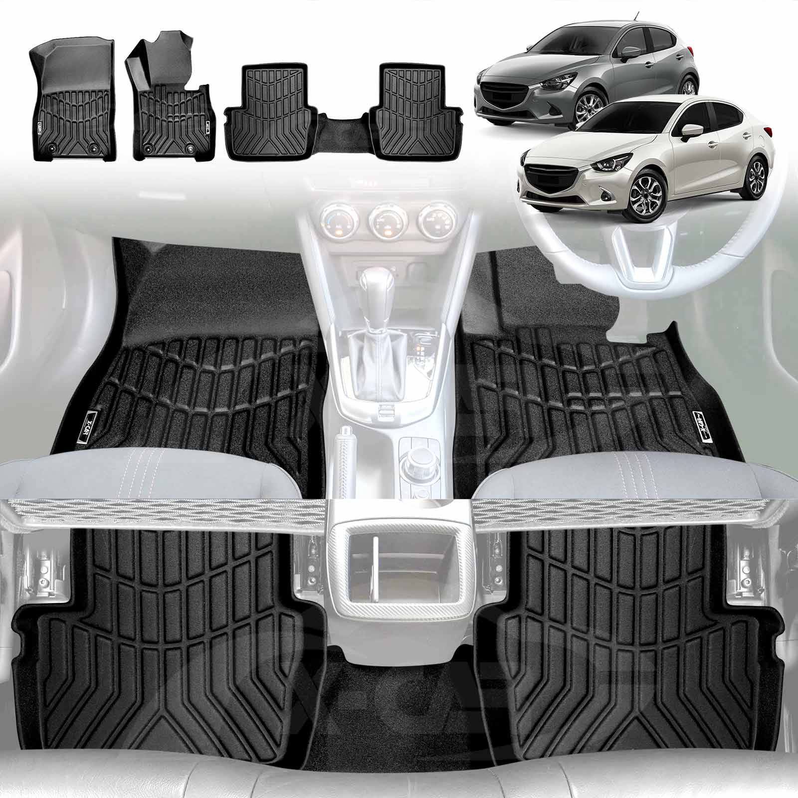 Floor Mats for Mazda 2 Hatch & Sedan 2014-2025 DL Series Full Set ...