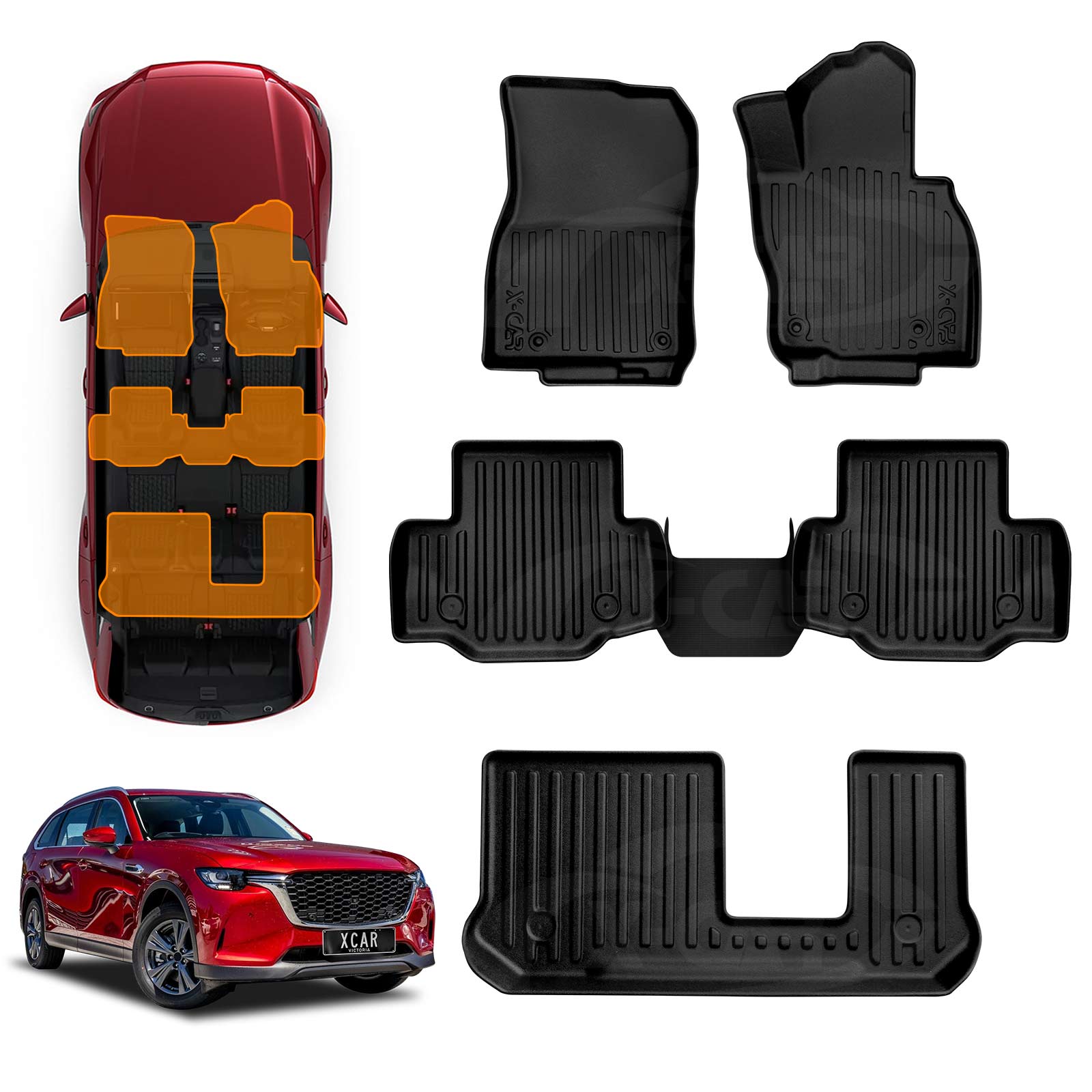 Floor Mats for Mazda CX-80 CX80 2024-Onwards All-Weather Liners | X-CAR