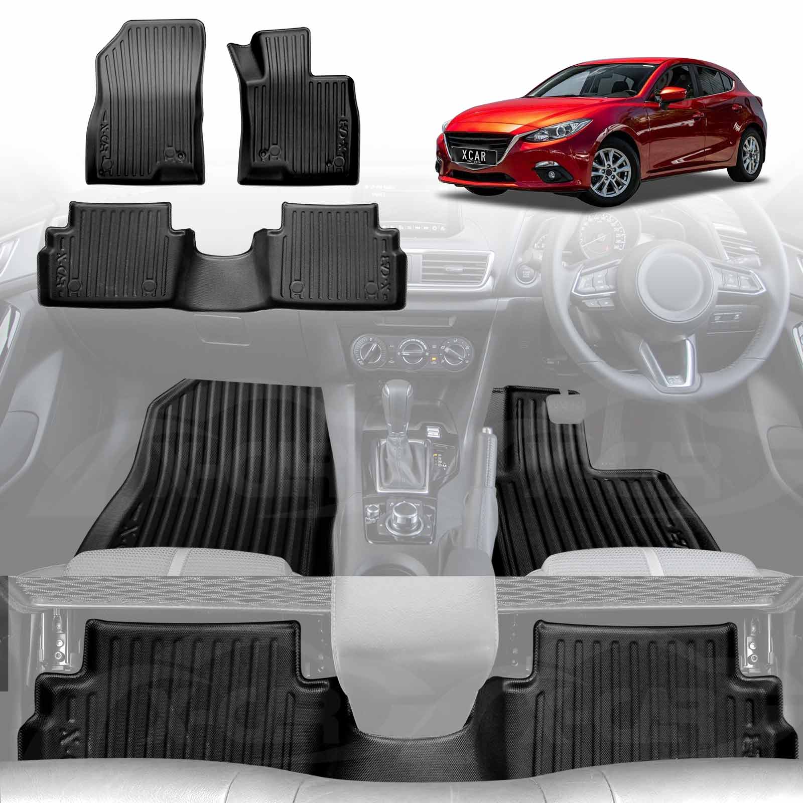 3D Floor Mats for Mazda 3 Hatch Sedan BN BM 2014-2019 All-Weather Car ...