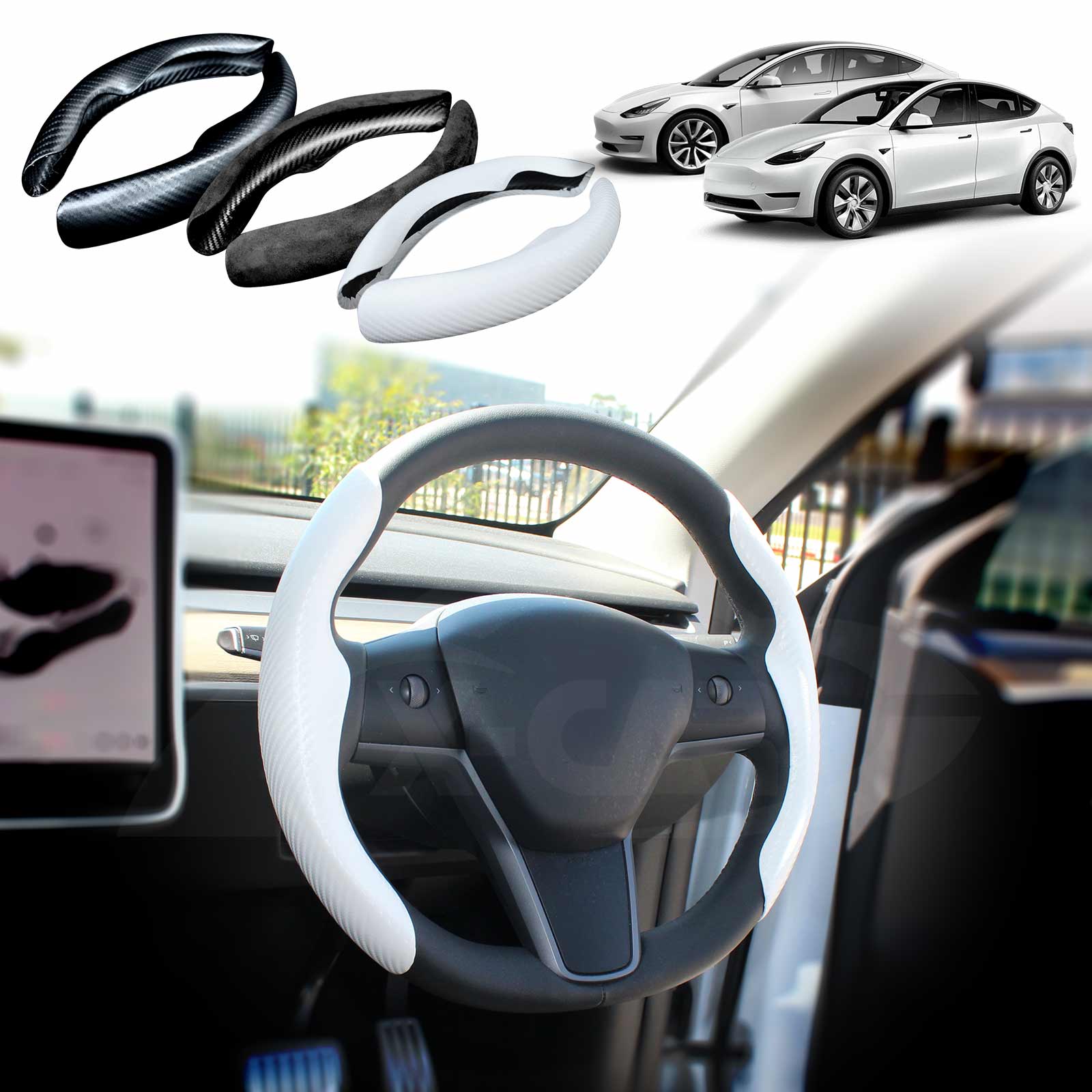 Tesla Model Y/3 Steering Wheel Grip Grab Cover Accessories | X-CAR