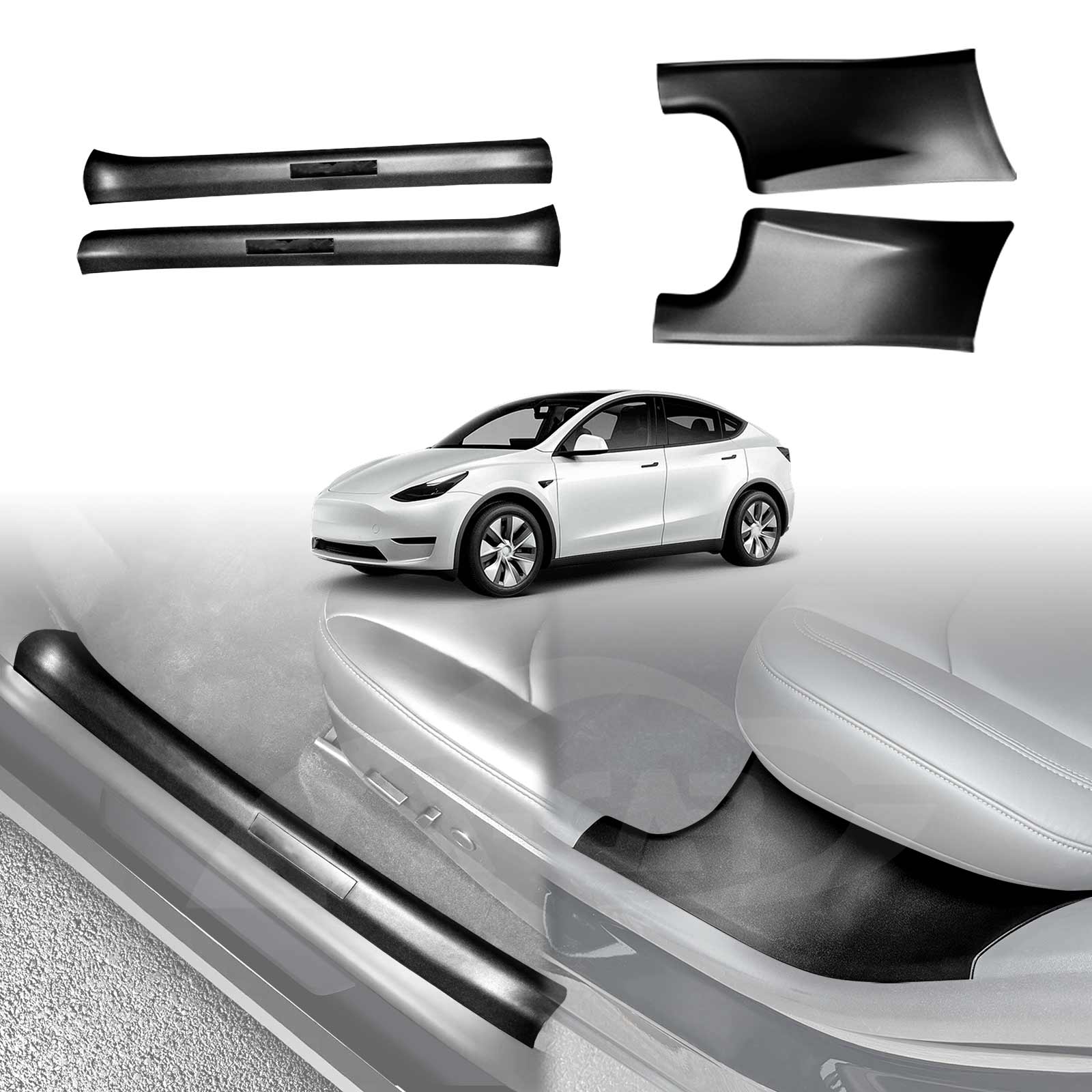 Tesla Model Y 2022-2025 Front Rear Door Sill Plate Protector Trim ...