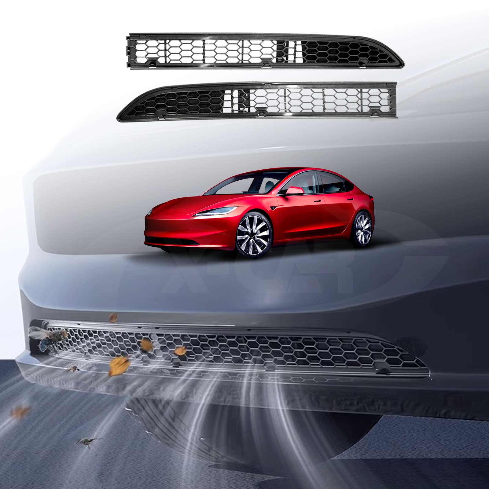 Tesla Model 3 Highland Front Lower Bumper Air Inlet Grille Leaves Inse ...