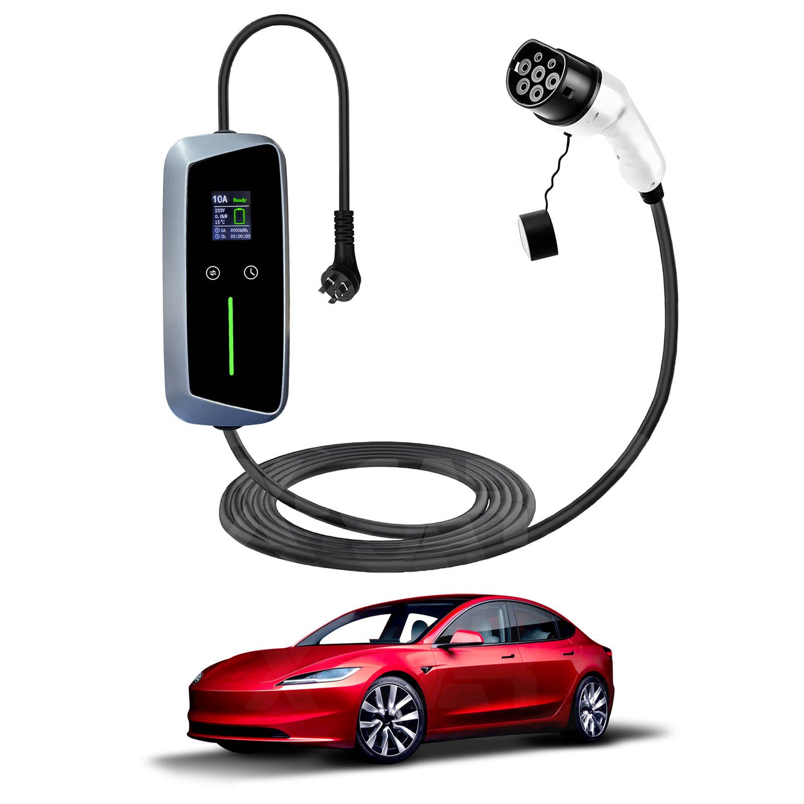 Tesla Model 3 Highland Type 2 Portable EV Charger 10 Amp 2.4KW AU Plug ...