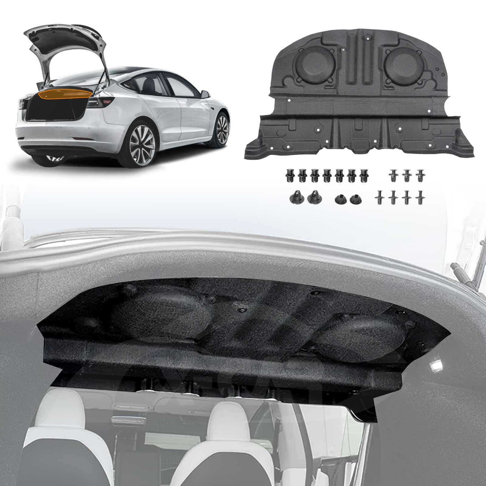 Rear Trunk Soundproof Cotton Mat Cover for Tesla Model 3 Highland 2023 ...