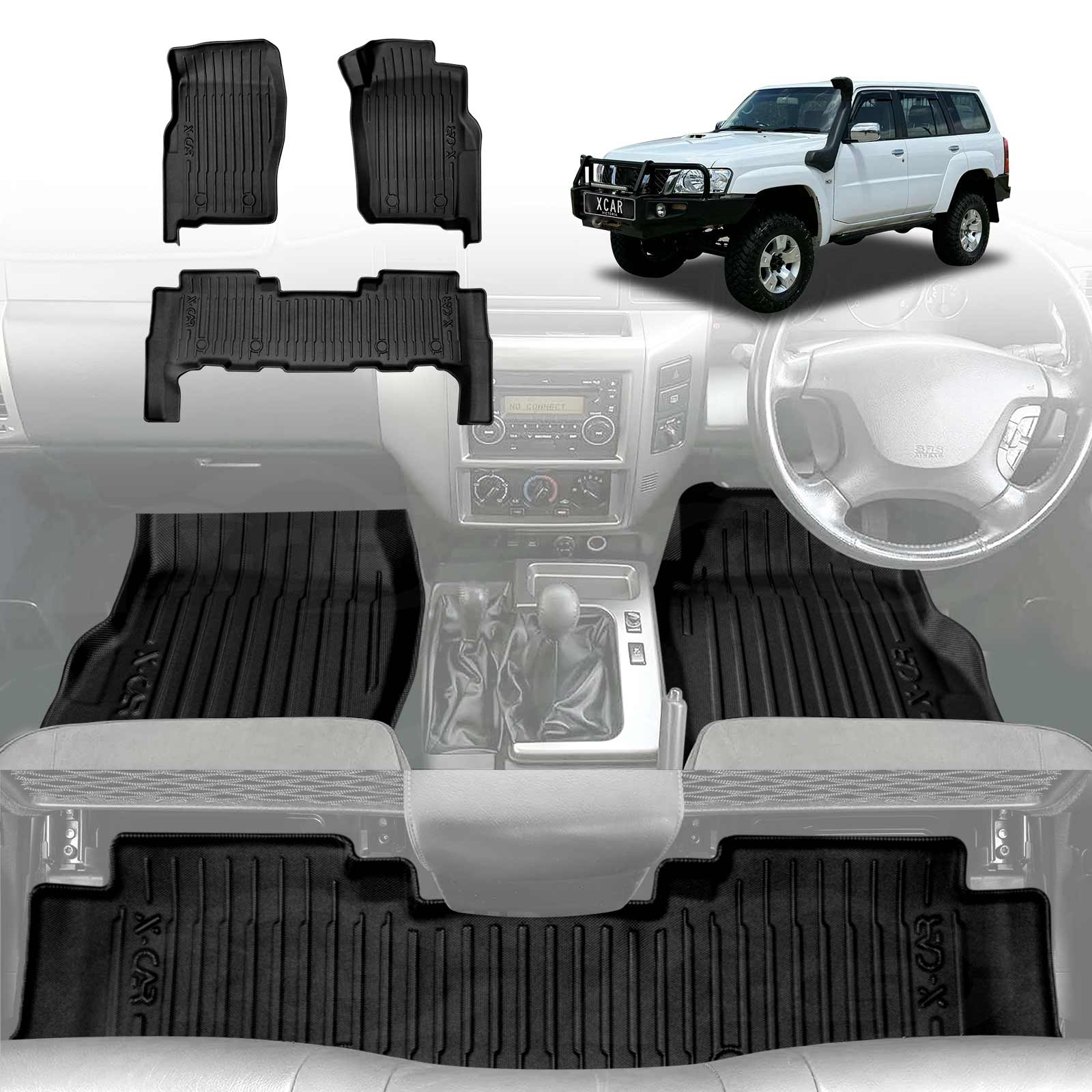3D Floor Mats for Nissan Patrol Y61 1997-2015 Car Liners | X-CAR