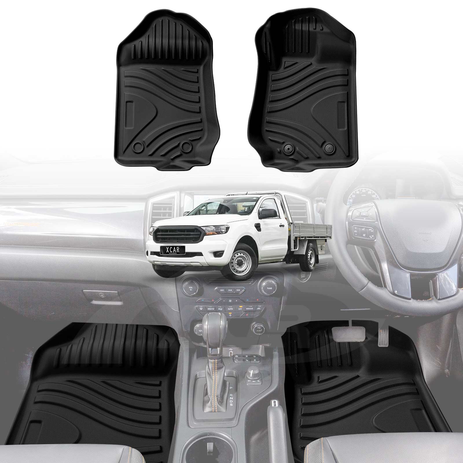 Floor Mats for Ford Ranger PX PX2 PX3 Single Cab 2011-2022 All Weather ...