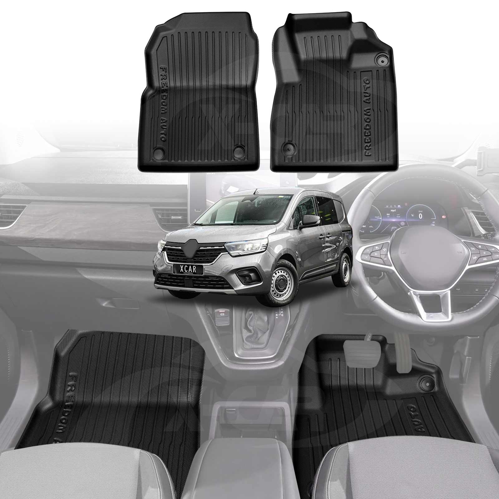3D Front Floor Mats for Renault Kangoo XFK Series Auto 2024-Onwards Al ...