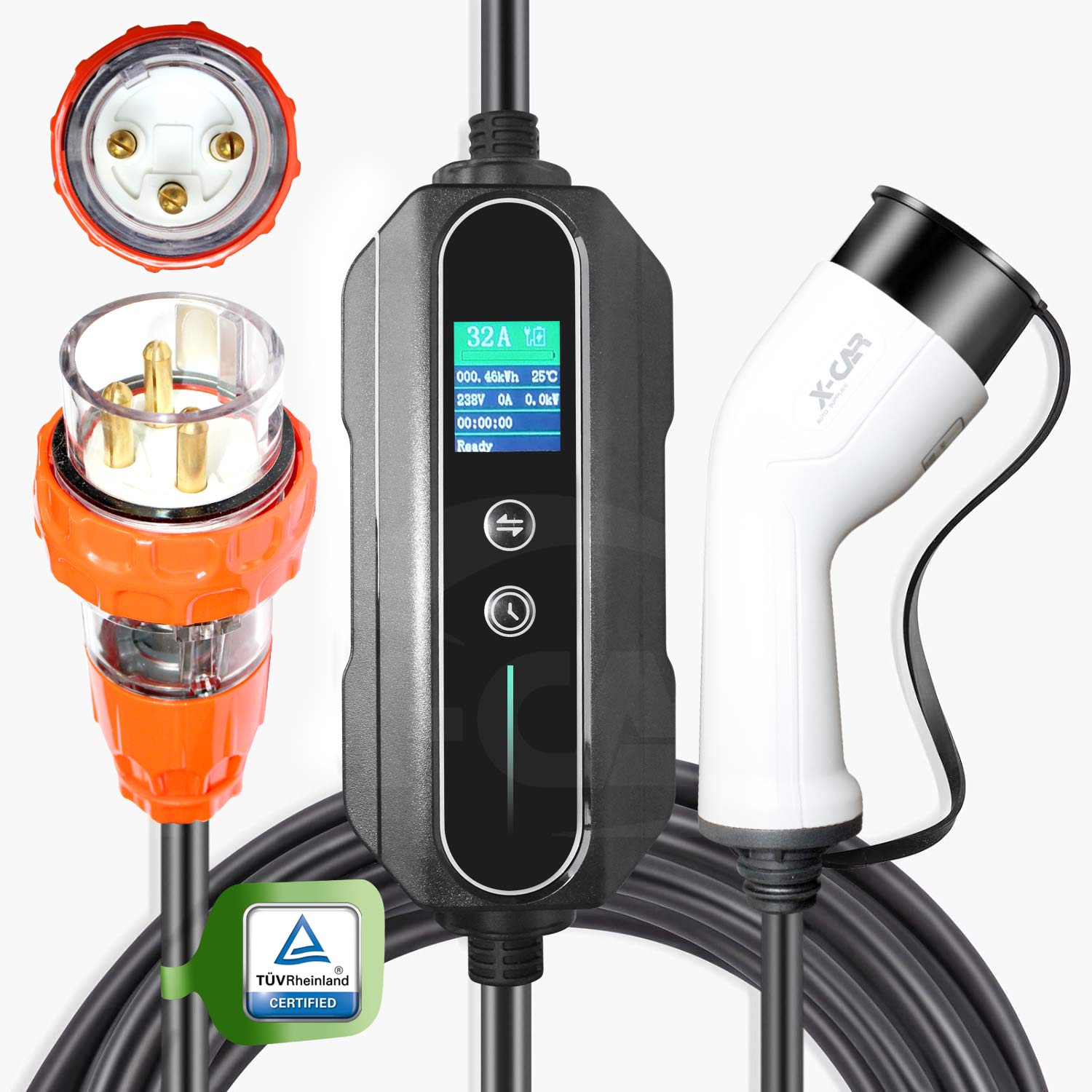 Type 2 Portable EV Charger 32 Amp 7KW 3 Pin 5 Meters for Tesla Model 3 ...
