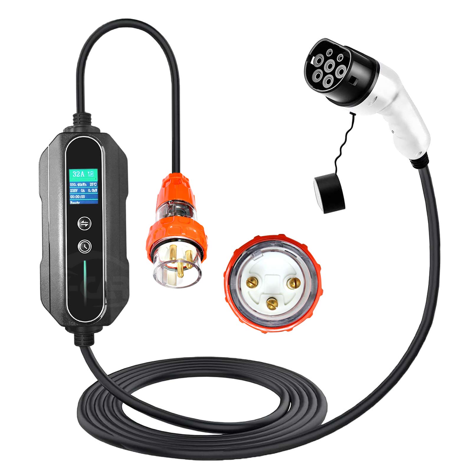 Type 2 Portable EV Charger 32 Amp 7KW 3 Pin 5 Meters for Tesla Model 3 ...