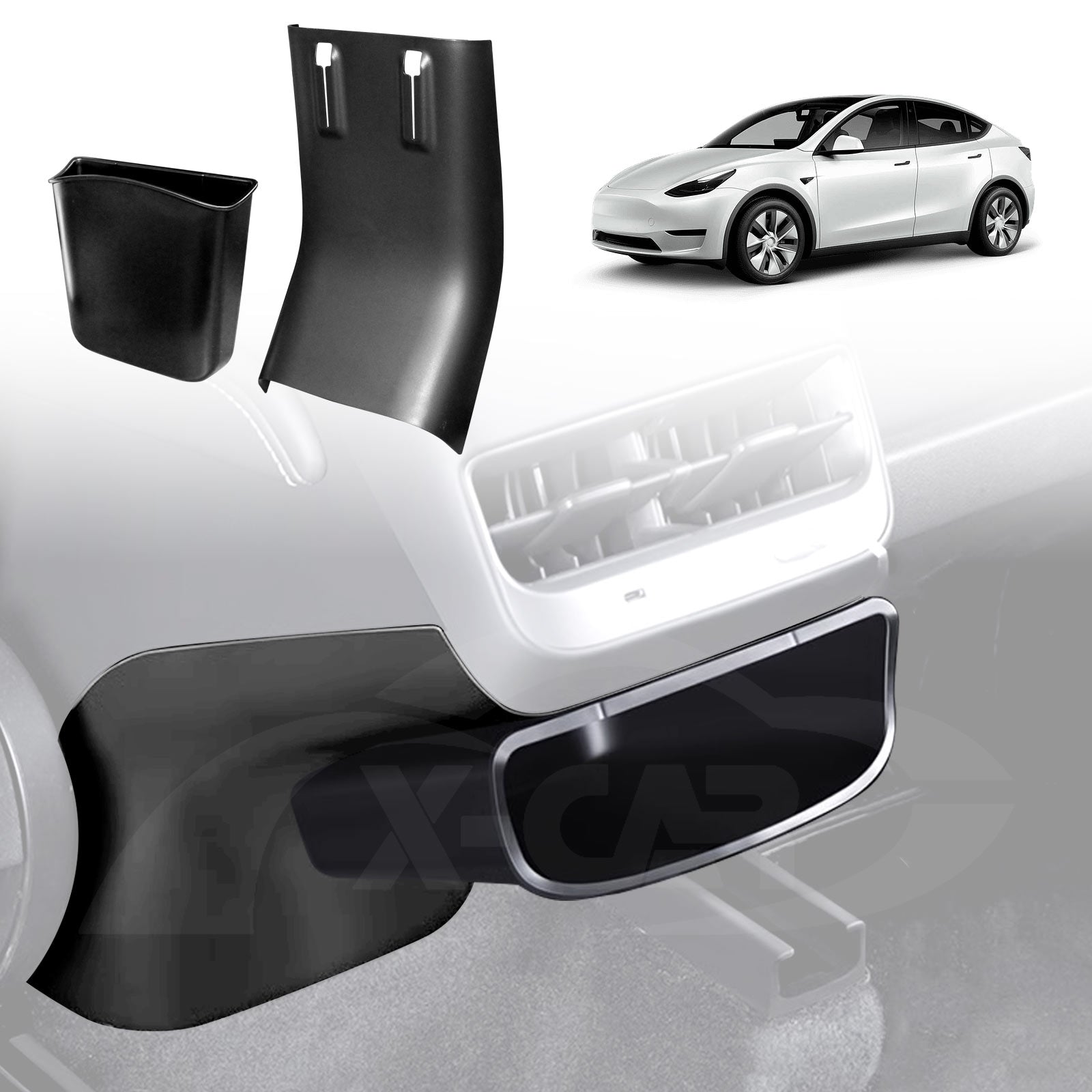 Rear Air Vent Storage Box with Kick Panel for Tesla Model Y 2022-2025 ...