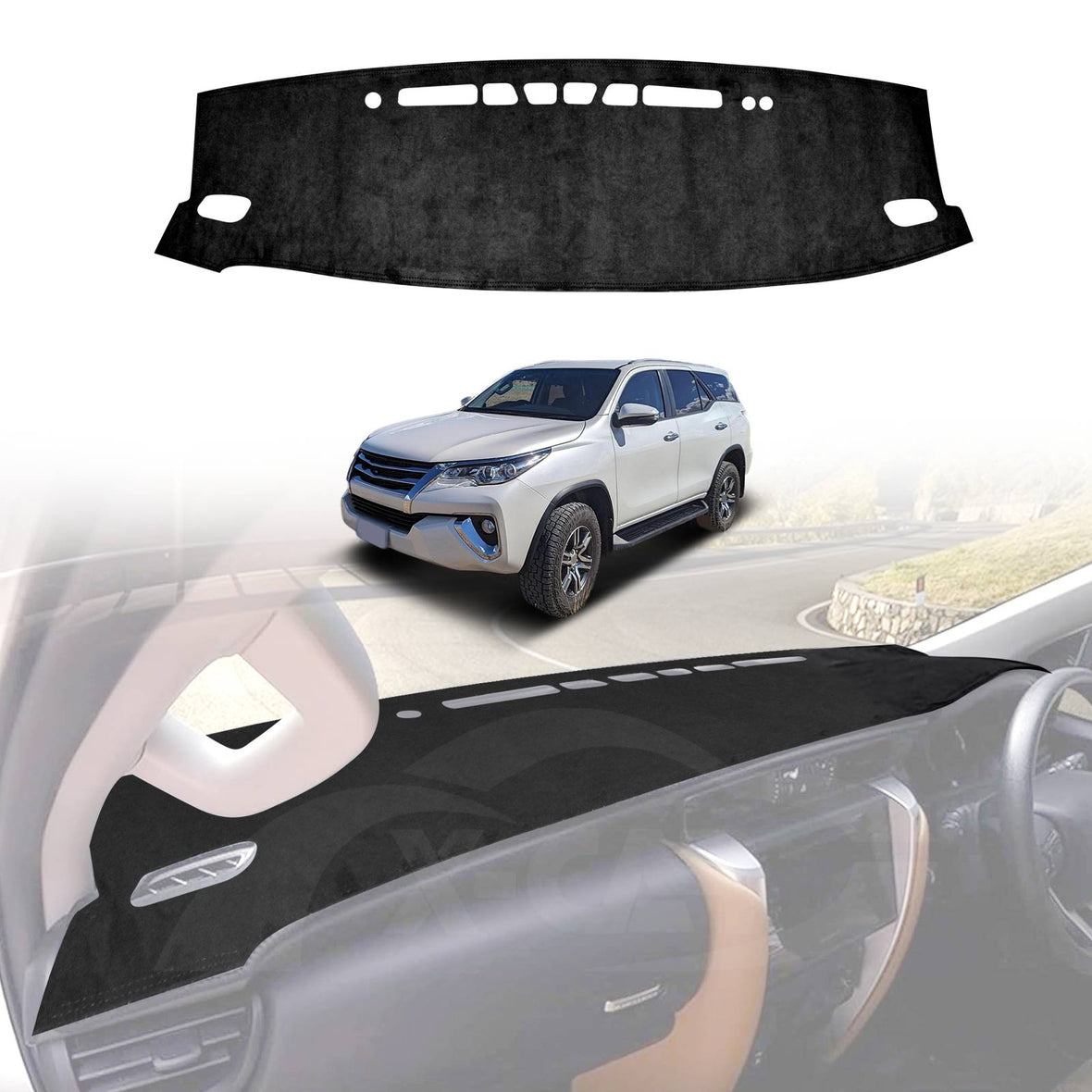 X-CAR Dash Mat for Toyota Fortuner 2015-Onwards Non Slip Microfiber
