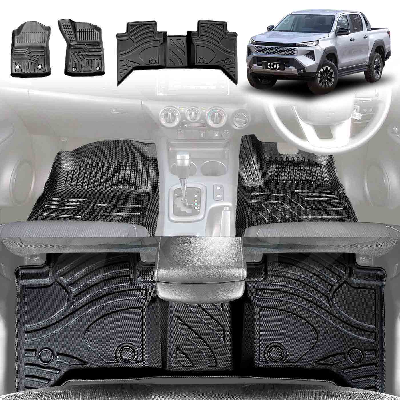 3D Floor Mats for Toyota Hilux Dual Cab Auto 2025+ All-weather | X-CAR
