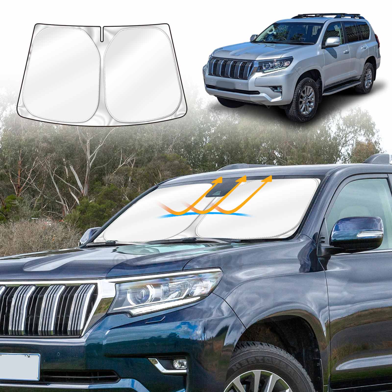 WindScreen Sun Shade for TOYOTA PRADO 2009-2024 WindShield Sun Visor ...