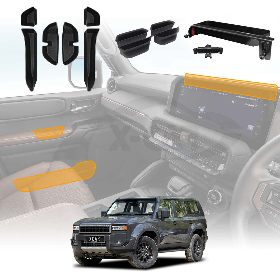 Door Handle & Side Storage Box Tray for Toyota Prado 250 Series 2024 ...