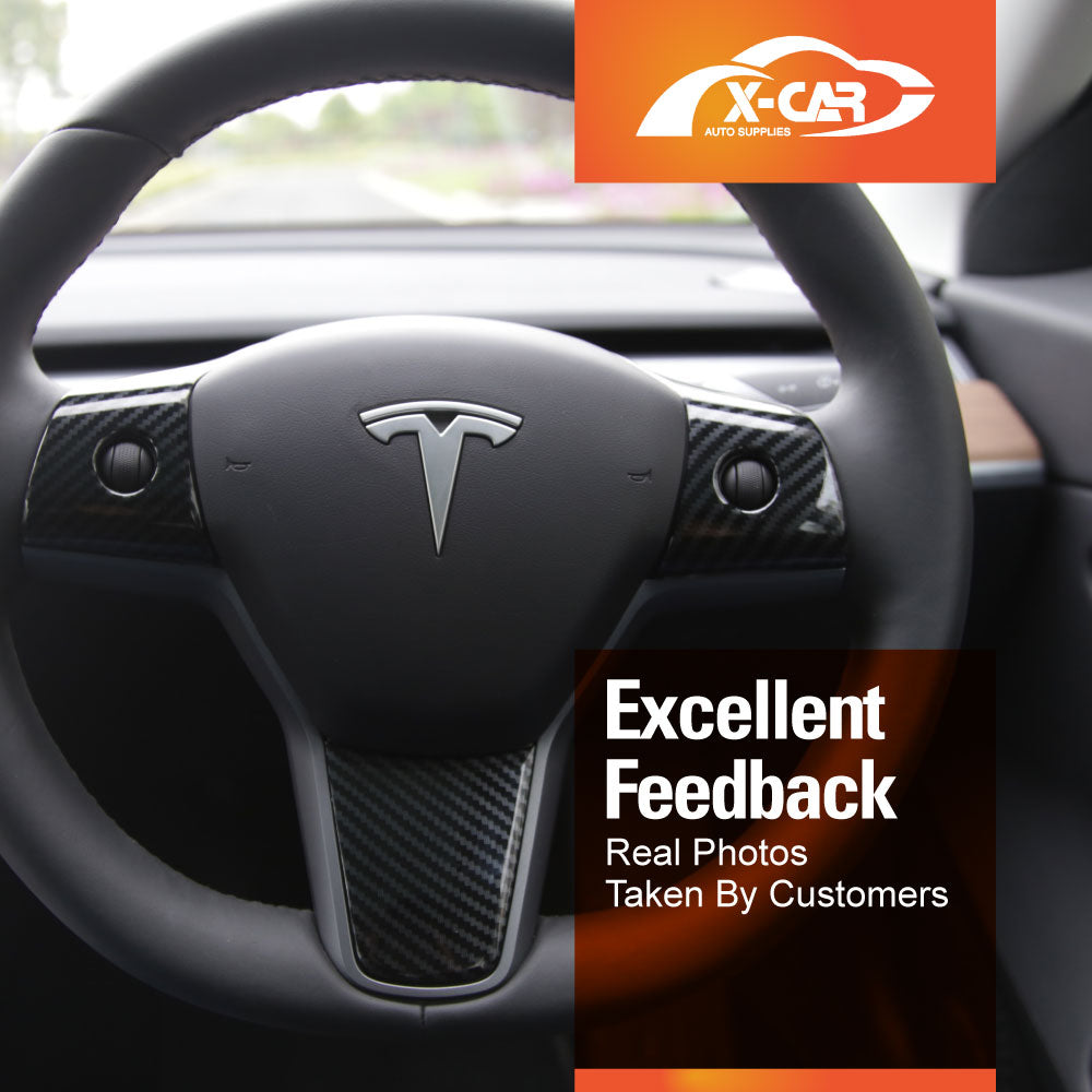 Tesla Model 3 Model Y Steering Wheel Cover Trim Carbon Fiber Style ...