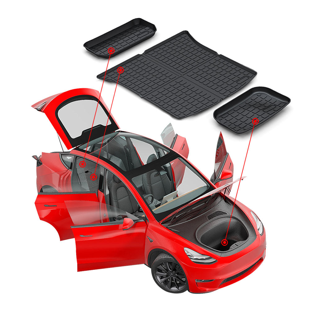 Tesla Model Y 2022-2025 Interior Liners Set Cargo Boot Mats Luggage ...