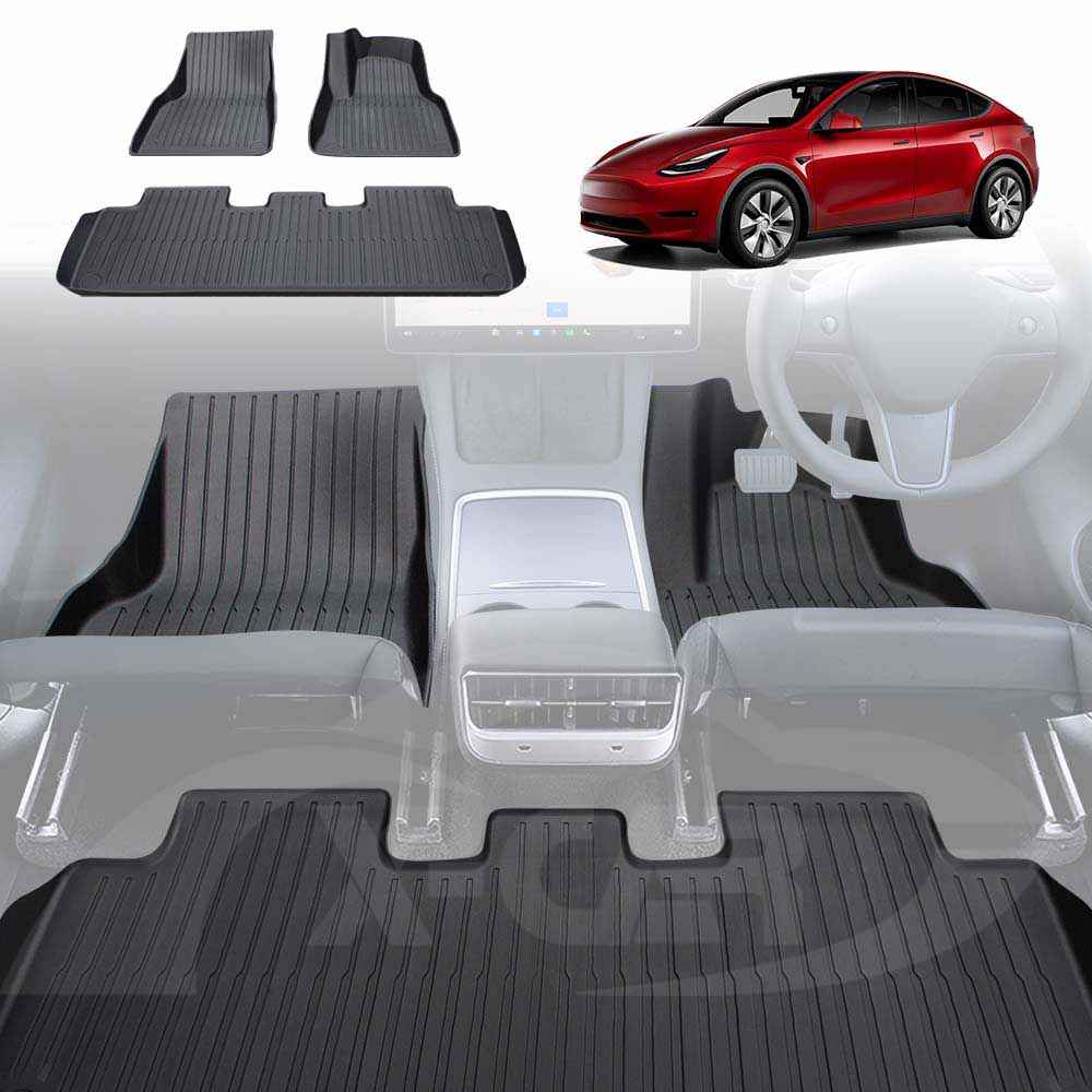 Tesla Model Y 2021-2025 Floor Mats All-Weather 3D Interior Liners Car ...