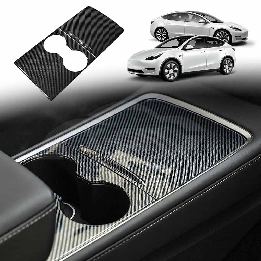 Centre Console Panel For Tesla Model Y / Model 3 Carbon Fiber Style Car ...